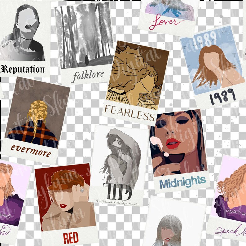 Polaroid Pictures of Pop Singer Album Covers Seamless Design, Multiple ...