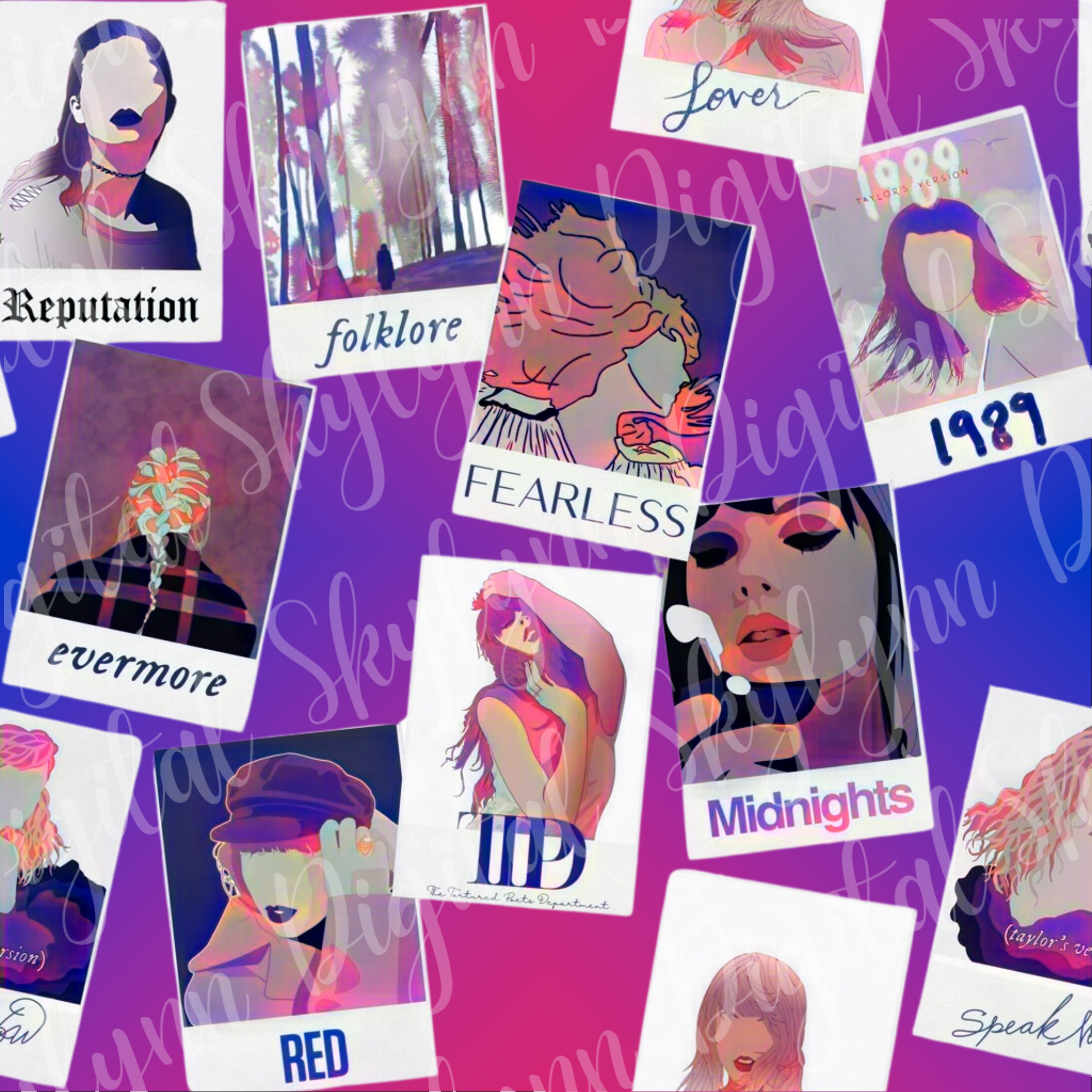 Polaroid Pictures of Pop Singer Album Covers Seamless Design, Multiple ...