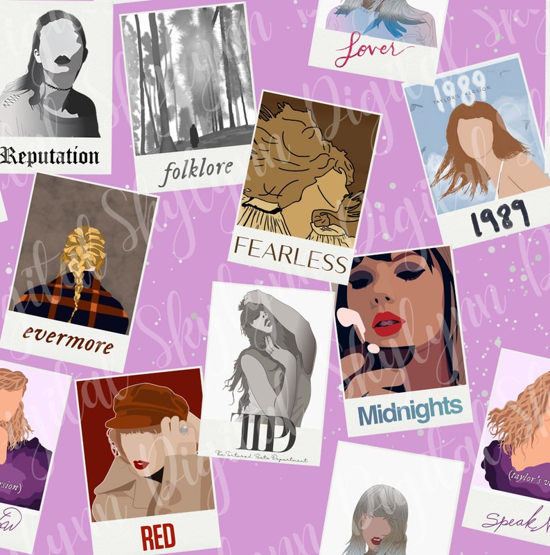 Polaroid Pictures of Pop Singer Album Covers Seamless Design, Multiple ...