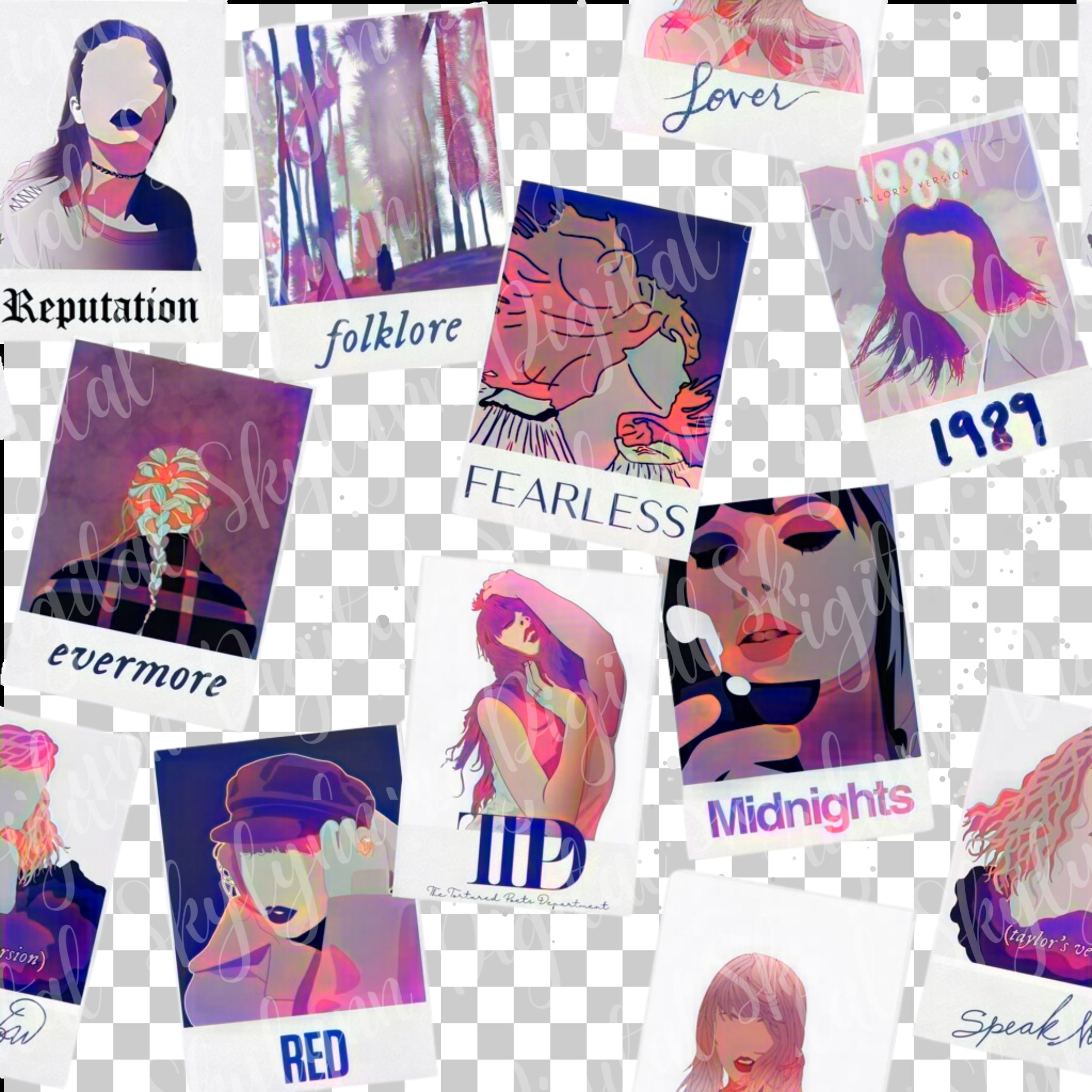 Polaroid Pictures of Pop Singer Album Covers Seamless Design, Multiple ...