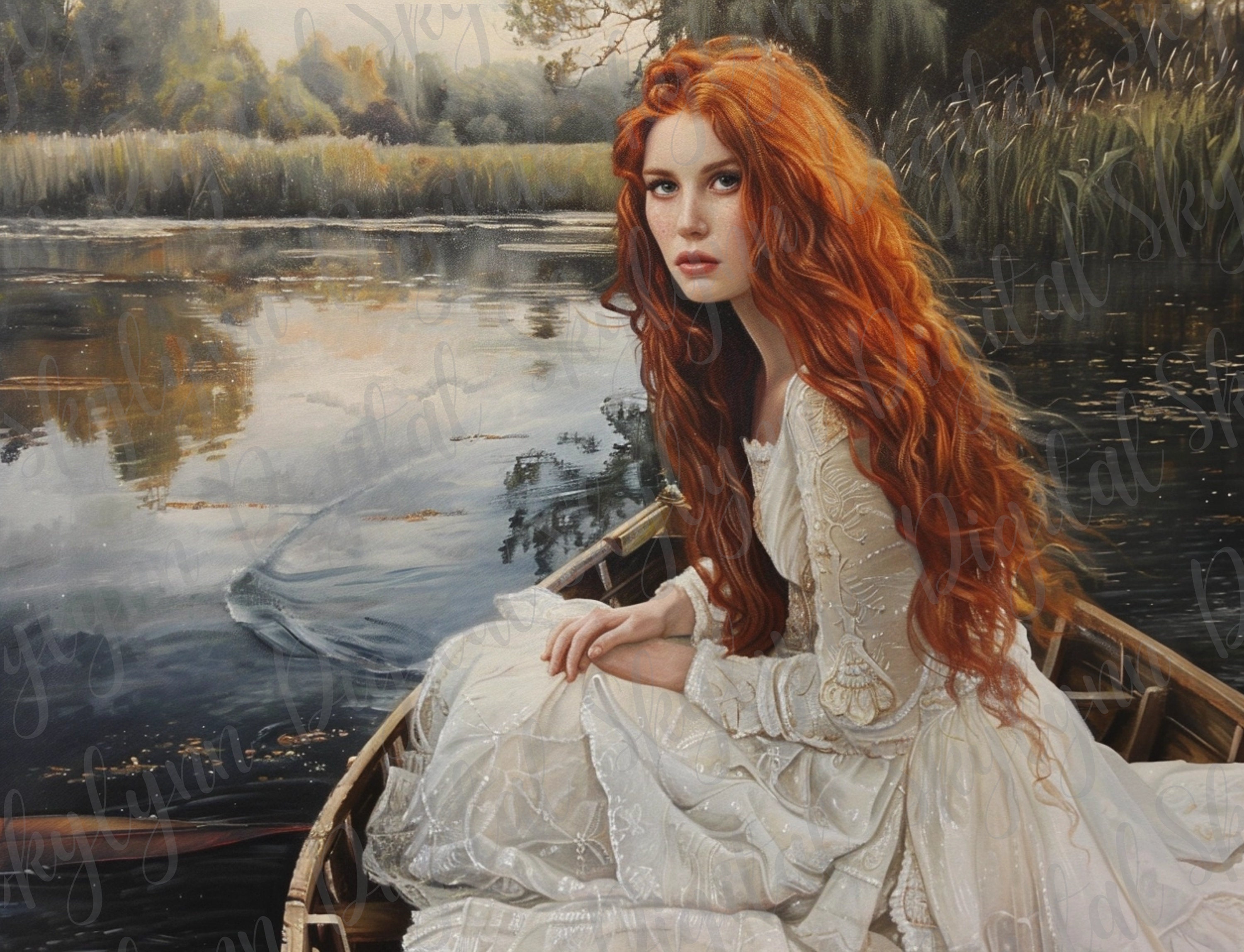 6 Images of a Princess on a Boat in the Lake, Png, Printable, Perfect ...