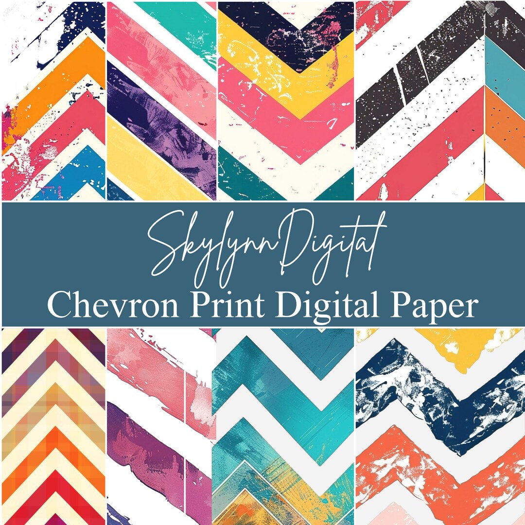 8 Chevron Multi-colored Pattern, Digital Scrapbook Paper Pack, Images ...