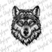 8 Back and White Clipart Images of a Wolf's Face, Printable, Project ...