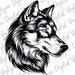8 Back and White Clipart Images of a Wolf's Face, Printable, Project ...