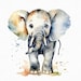 Set of Watercolor Baby Elephant Perfect for Baby's Room or Any Project ...