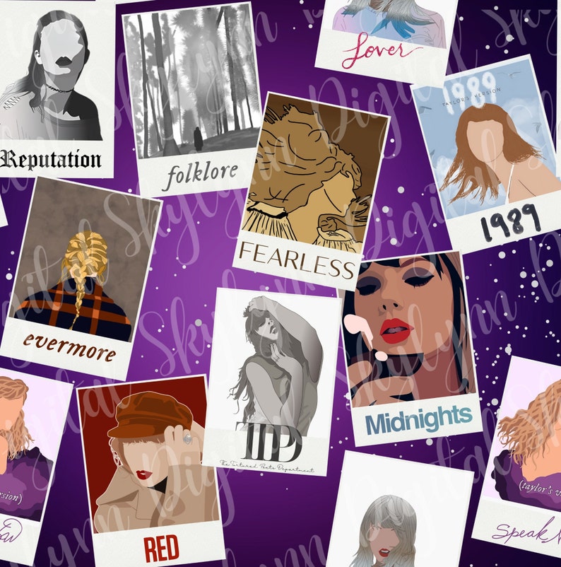 Polaroid Pictures of Pop Singer Album Covers Seamless Design, Multiple ...