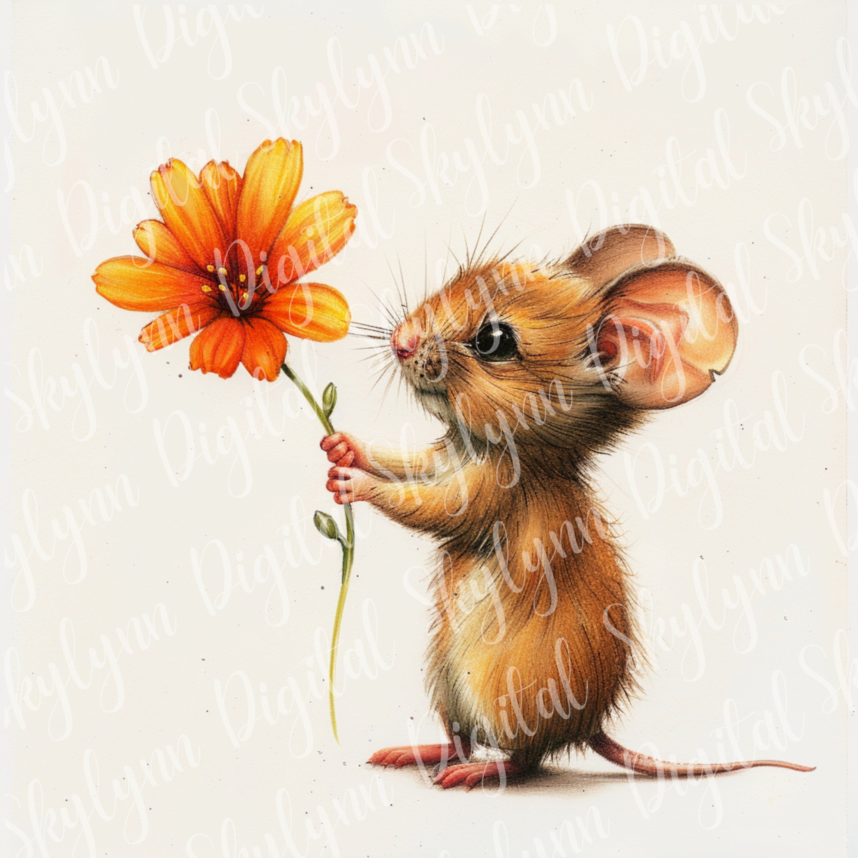 17 Adorable Mouse and Flower Clipart, Printable, Perfect for or Any ...