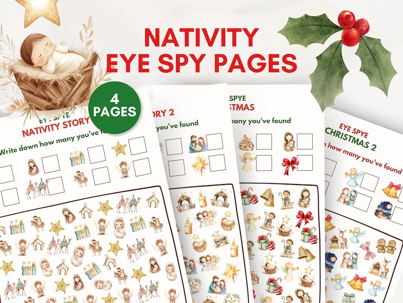 Christmas Eye Spy Activity Pages | Nativity I Spy for Kids | Christian ...