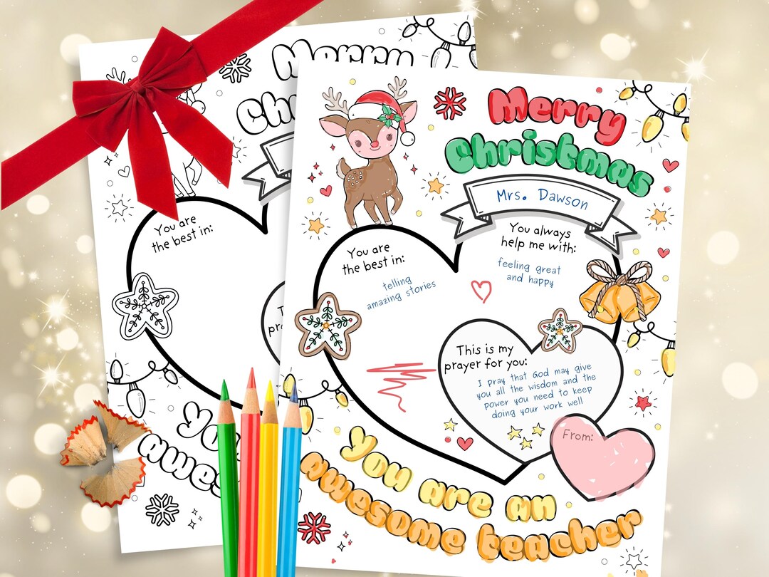 Christmas Teacher Appreciation Coloring Sheet Gift | Sunday School ...