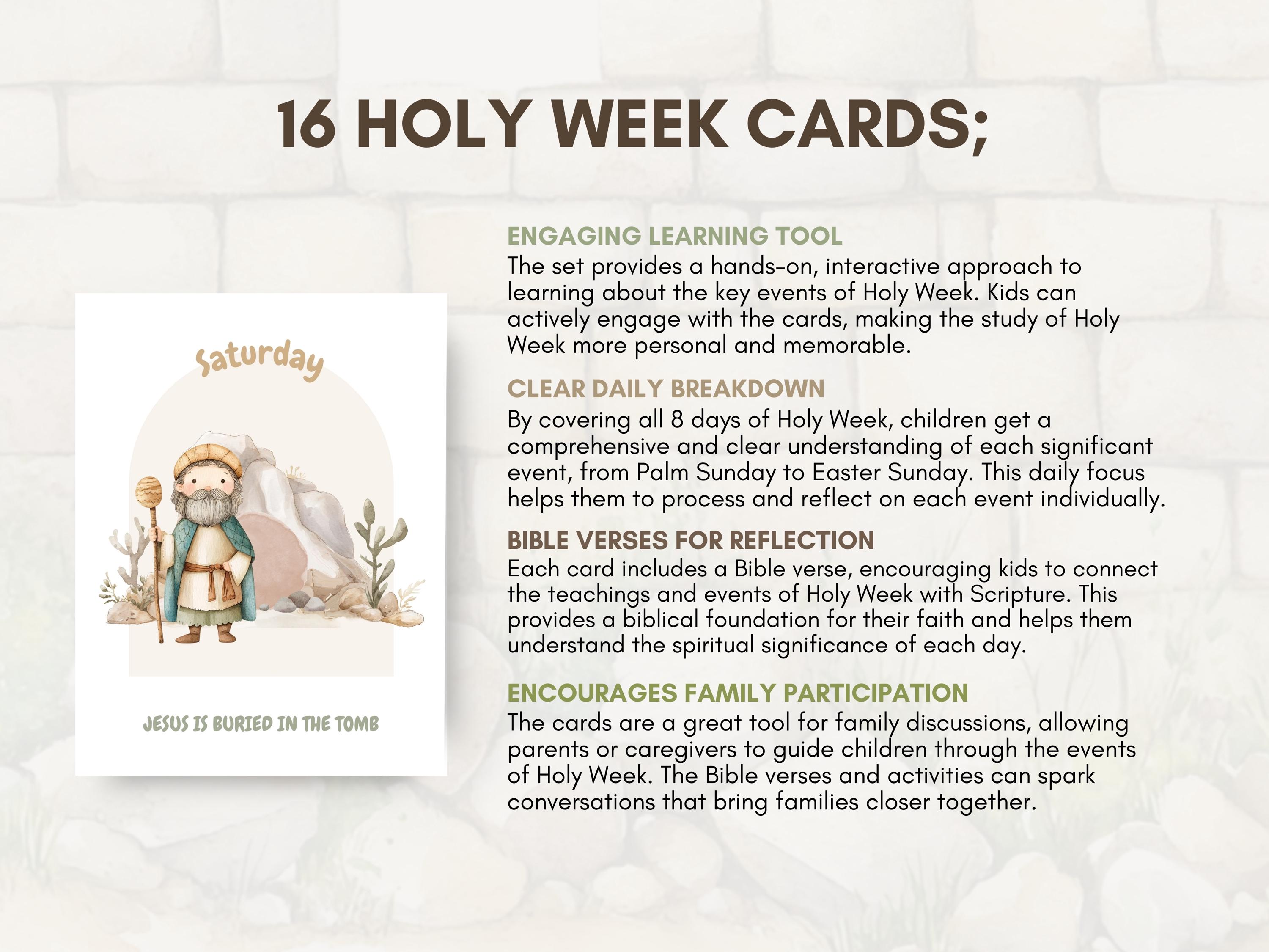 16 Holy Week Study Cards for Kids | Christian Easter Bible Verse and ...