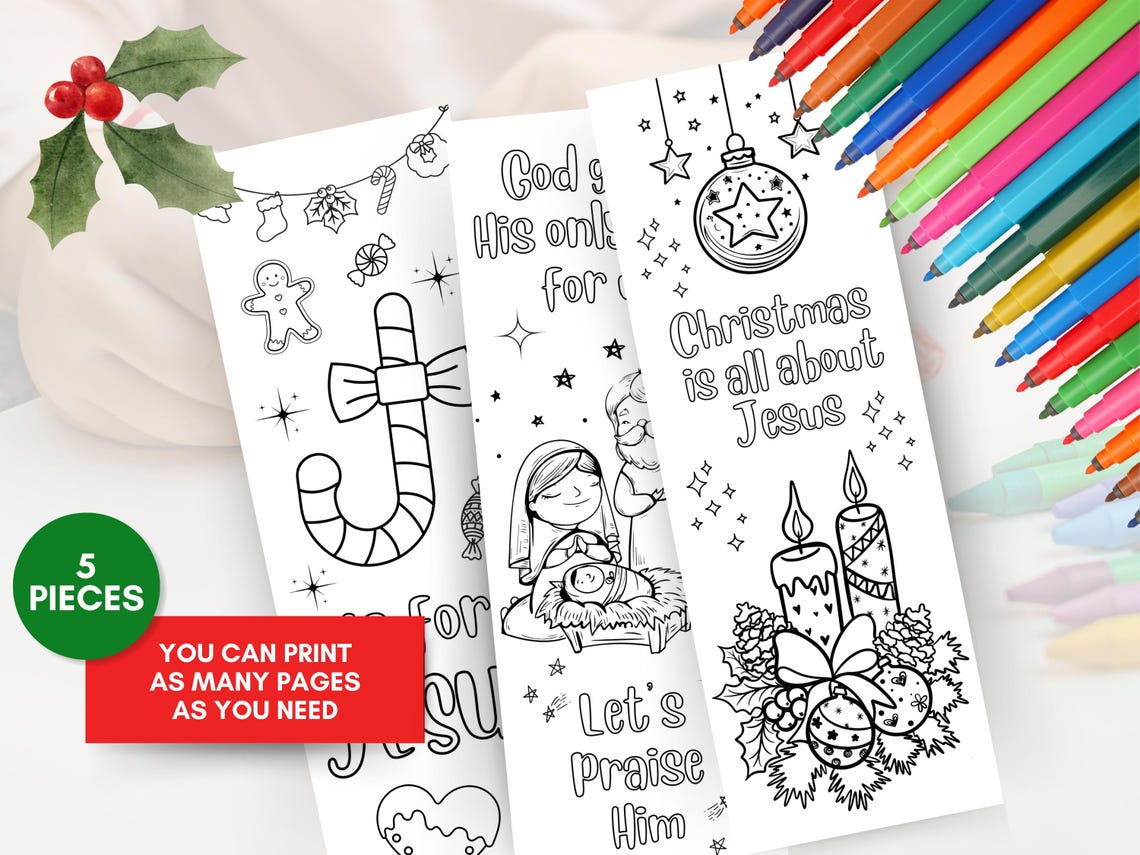 Nativity Faith Printable Coloring Bookmarks | Christian Homeschool ...
