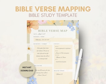 Floral Bible Verse Mapping Bible Verse Study Bible Study Template Printable Bible Reading ...