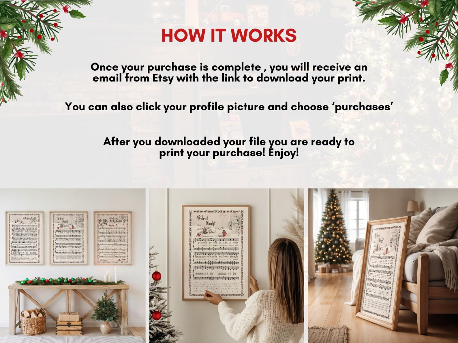 Set of 3 Christmas Carol Posters | Digital Vintage Art Print ...