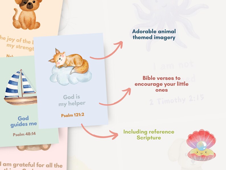 60 Christian Affirmation Cards for Kids | Positive Bible Verse Lunchbox ...