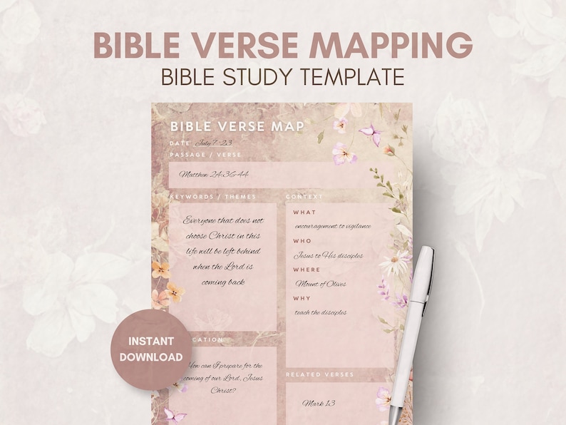 Floral Bible Verse Mapping Bible Verse Study Bible Study Template ...