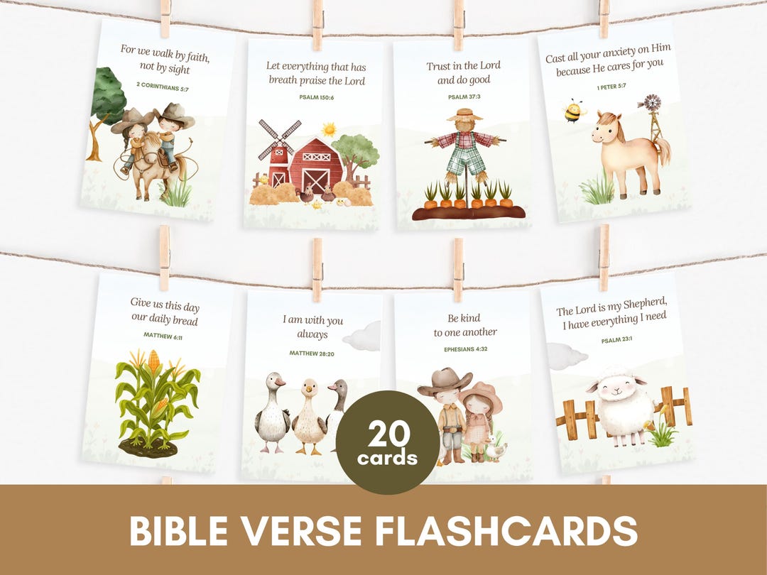 20 Bible Verse Flashcards | Educational Scripture Memory Cards ...