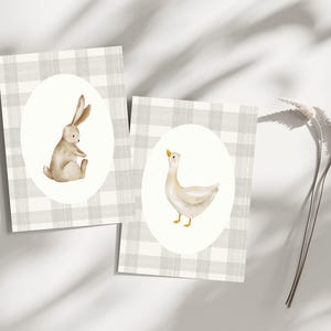 Goose and Bunny Nursery Print Set of 2 | Vintage Kids Art | Baby Shower ...