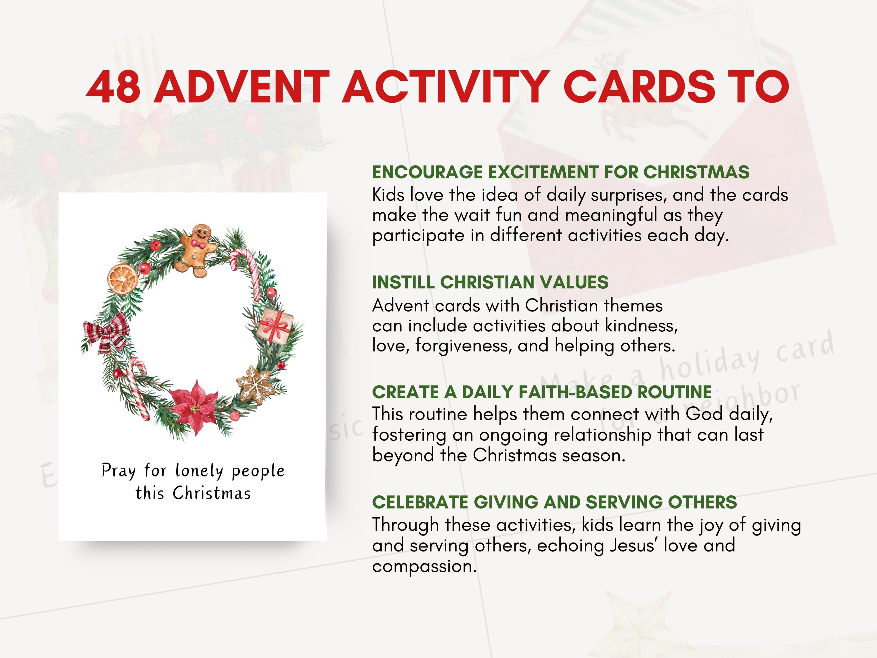 48 Christian Advent Activity Cards for Kids | Christmas Countdown ...