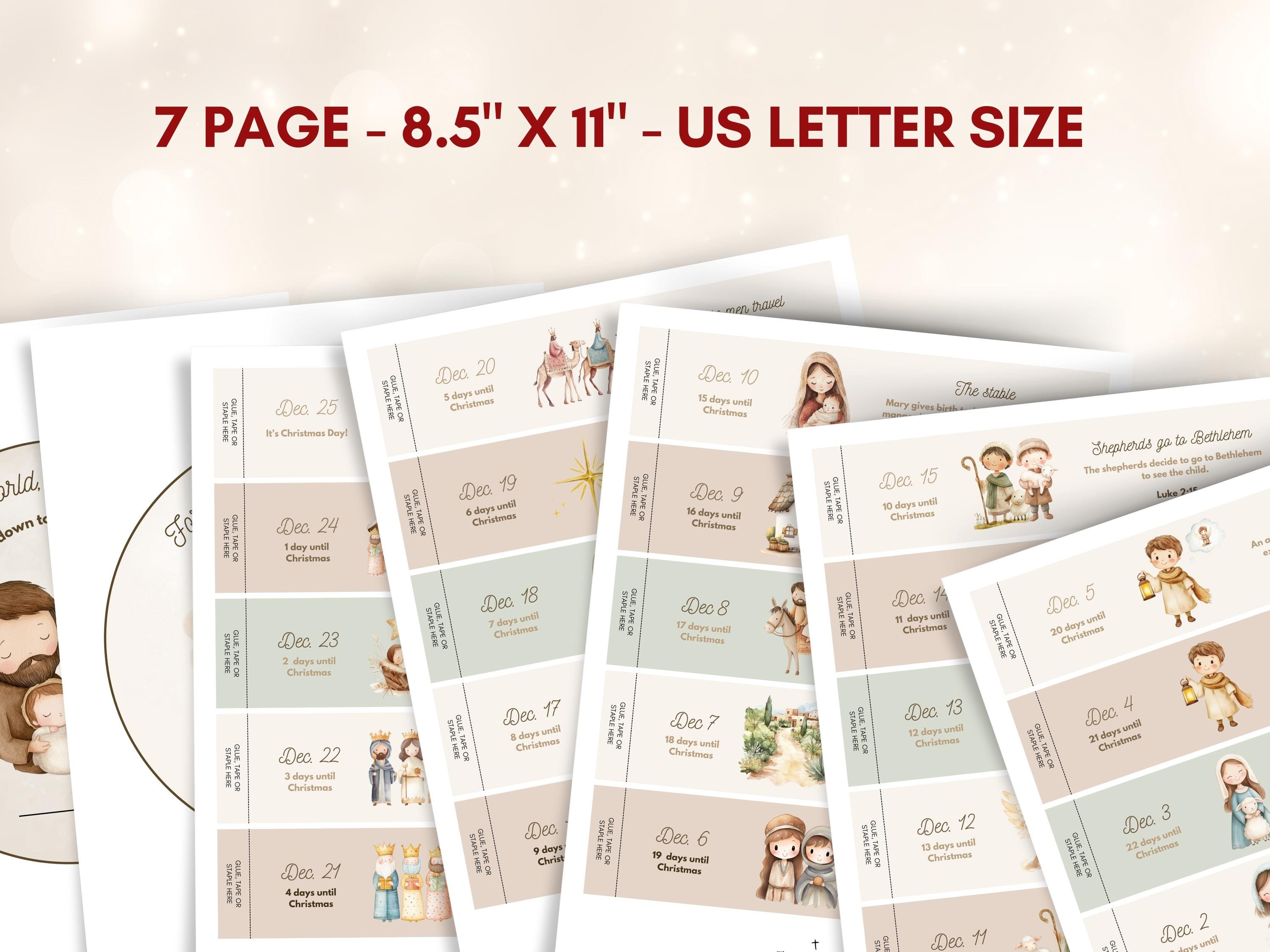 Christmas Countdown Paper Chain for Kids, Bible Verse Advent Calendar ...