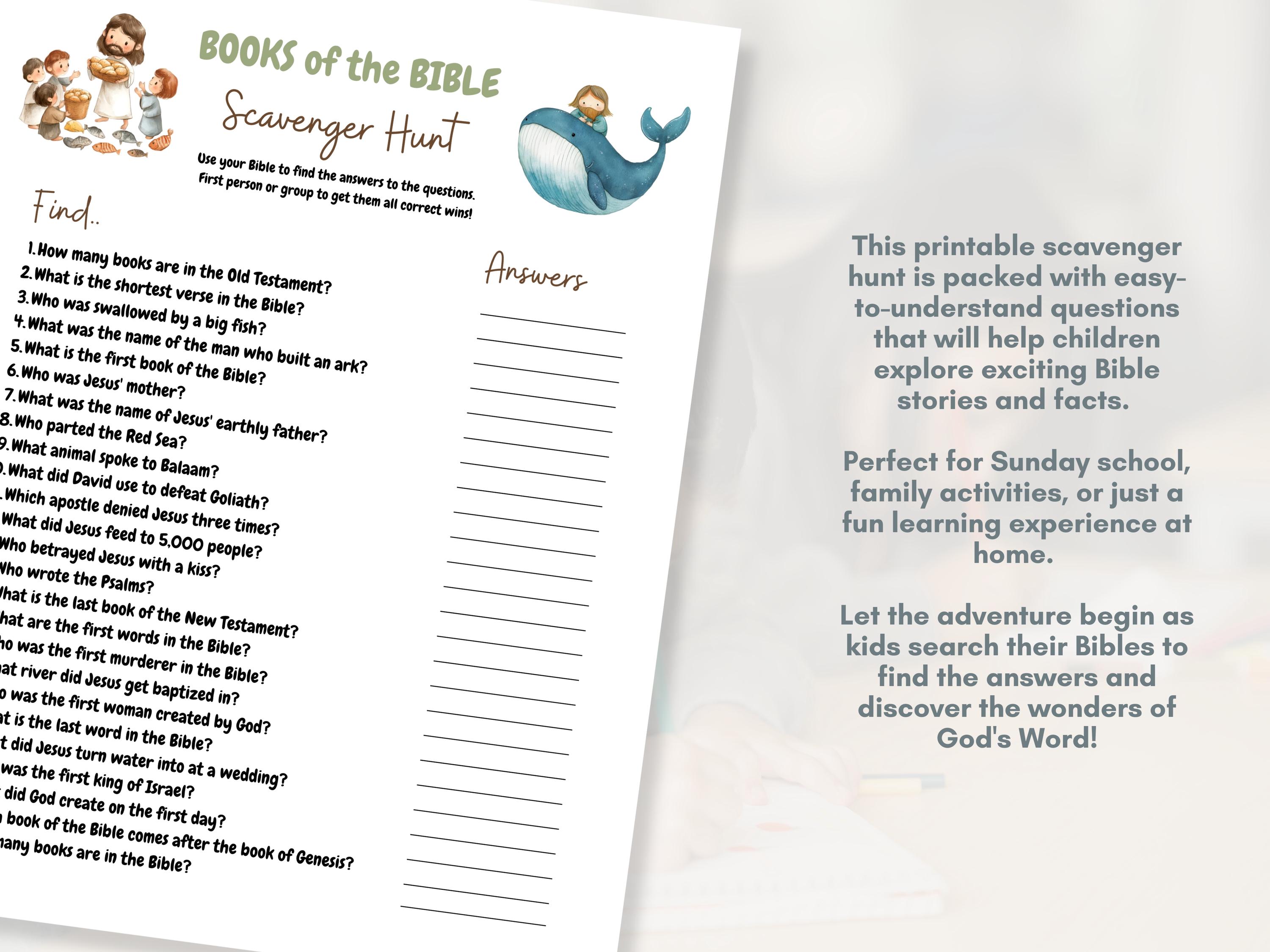 Books of the Bible Scavenger Hunt for Kids | Church Group Game ...