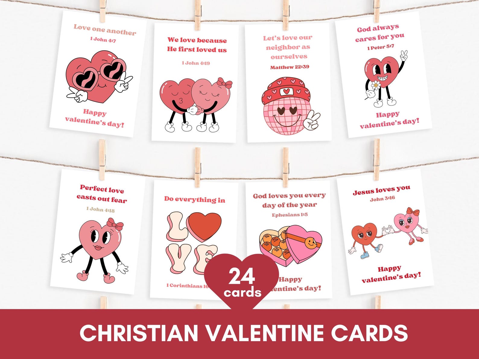 Christian Valentine Cards Set | Valentines Day Scripture Greeting Cards ...