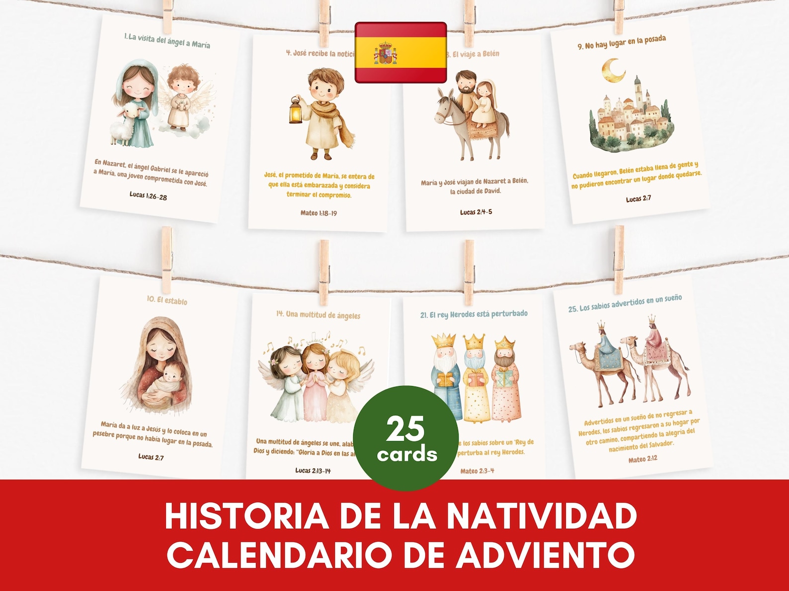 SPANISH Calendario De Adviento De La Historia De La Natividad ...