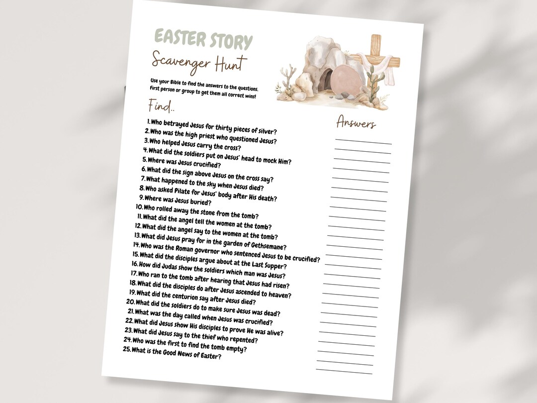 Easter Story Bible Scavenger Hunt for Kids | Church Group Game ...