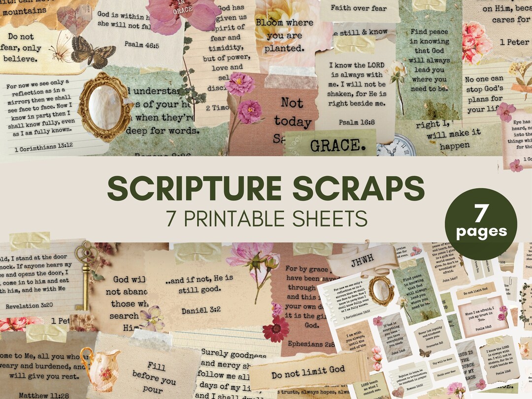 Printable Scripture Scraps | Junk Journal | Faith Labels Digital ...