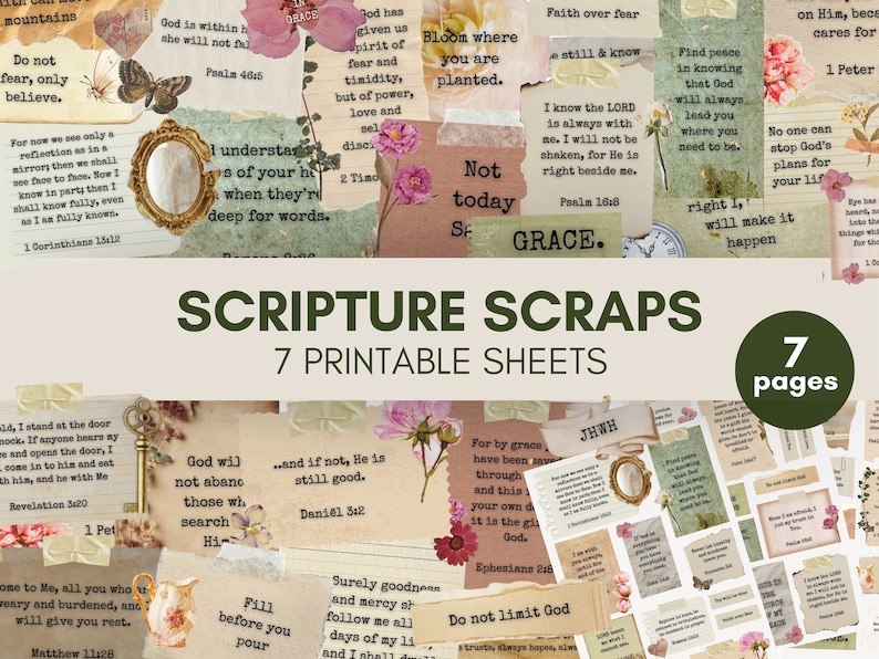 Printable Scripture Scraps | Junk Journal | Faith Labels Digital ...