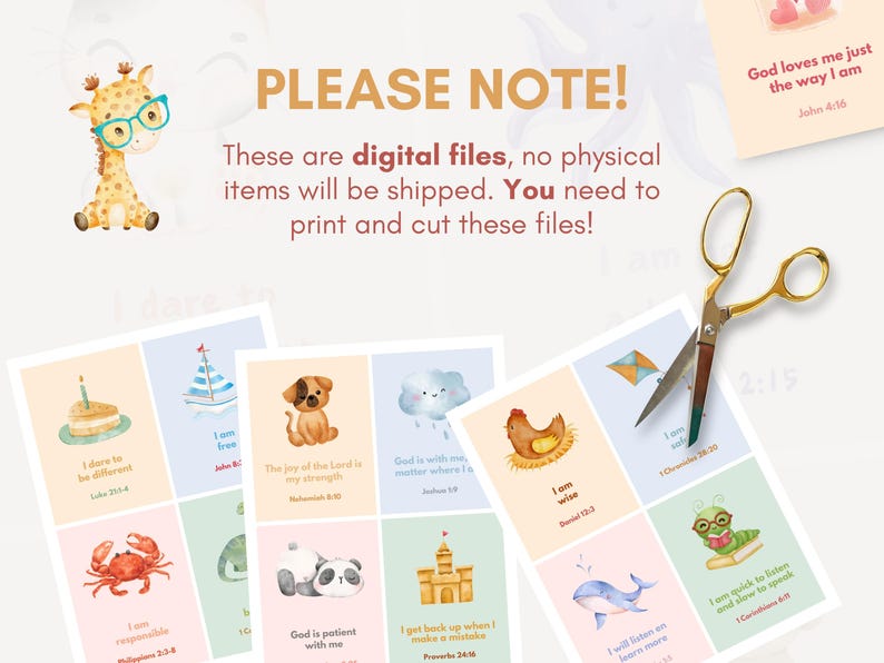 60 Christian Affirmation Cards for Kids | Positive Bible Verse Lunchbox ...
