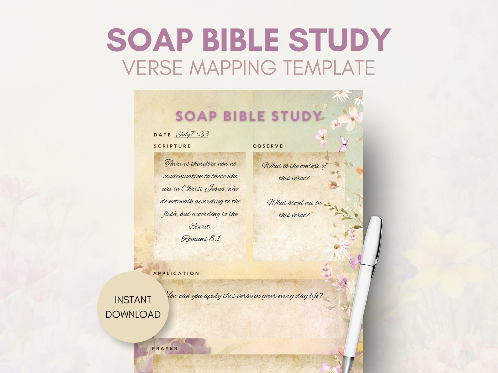 Verse Mapping | Soap Bible Verse Study | Bible Study Template ...