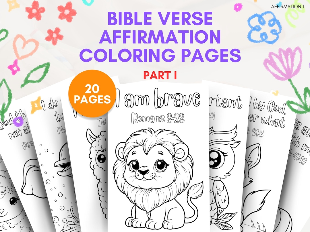 20 Bible Verse Affirmation Coloring Pages | Homeschool Printable ...