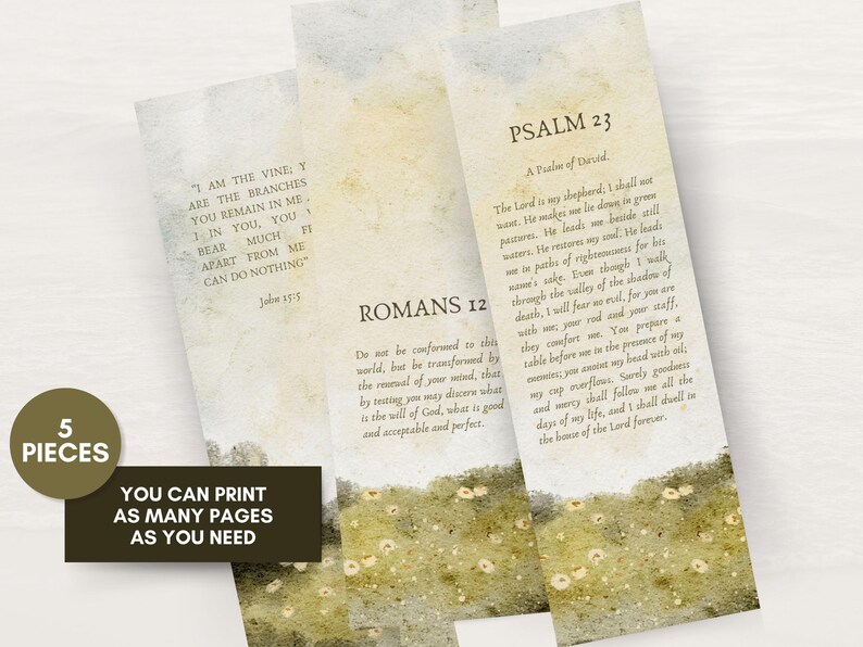 Printable Bible Verse Book Mark | Set of 5 Scripture Bookmarks | Romans ...