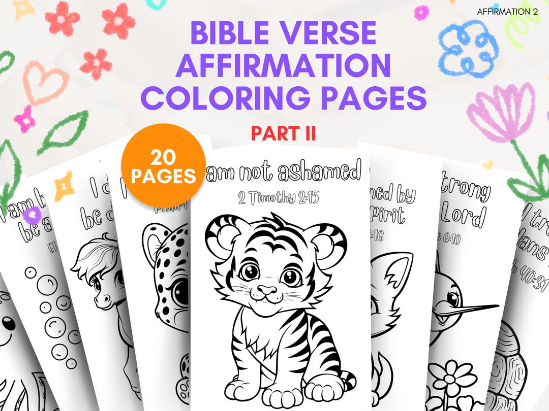20 Bible Verse Affirmation Coloring Pages | Homeschool Printable ...