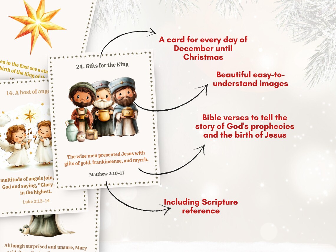 Advent Calendar for Kids, Bible Verse Christmas Countdown, Printable ...