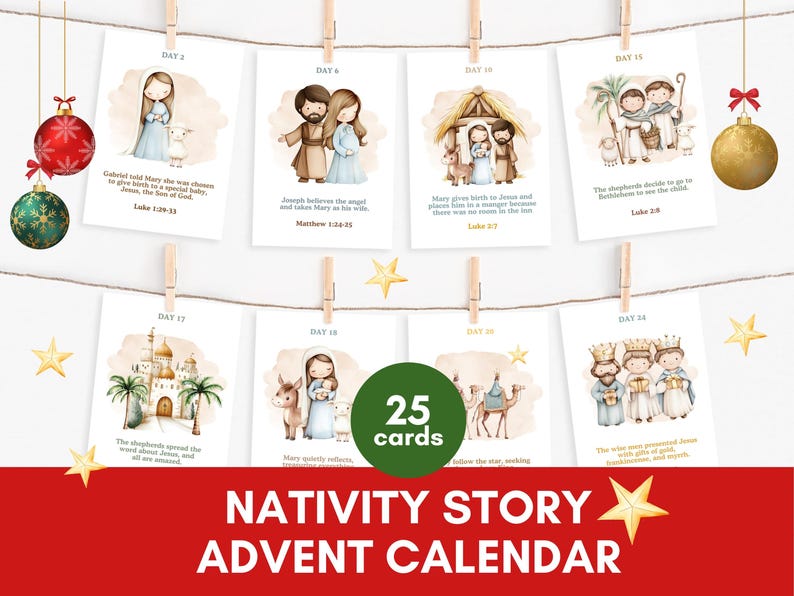 Nativity Story Advent Calendar for Kids | Bible Verse Christmas ...