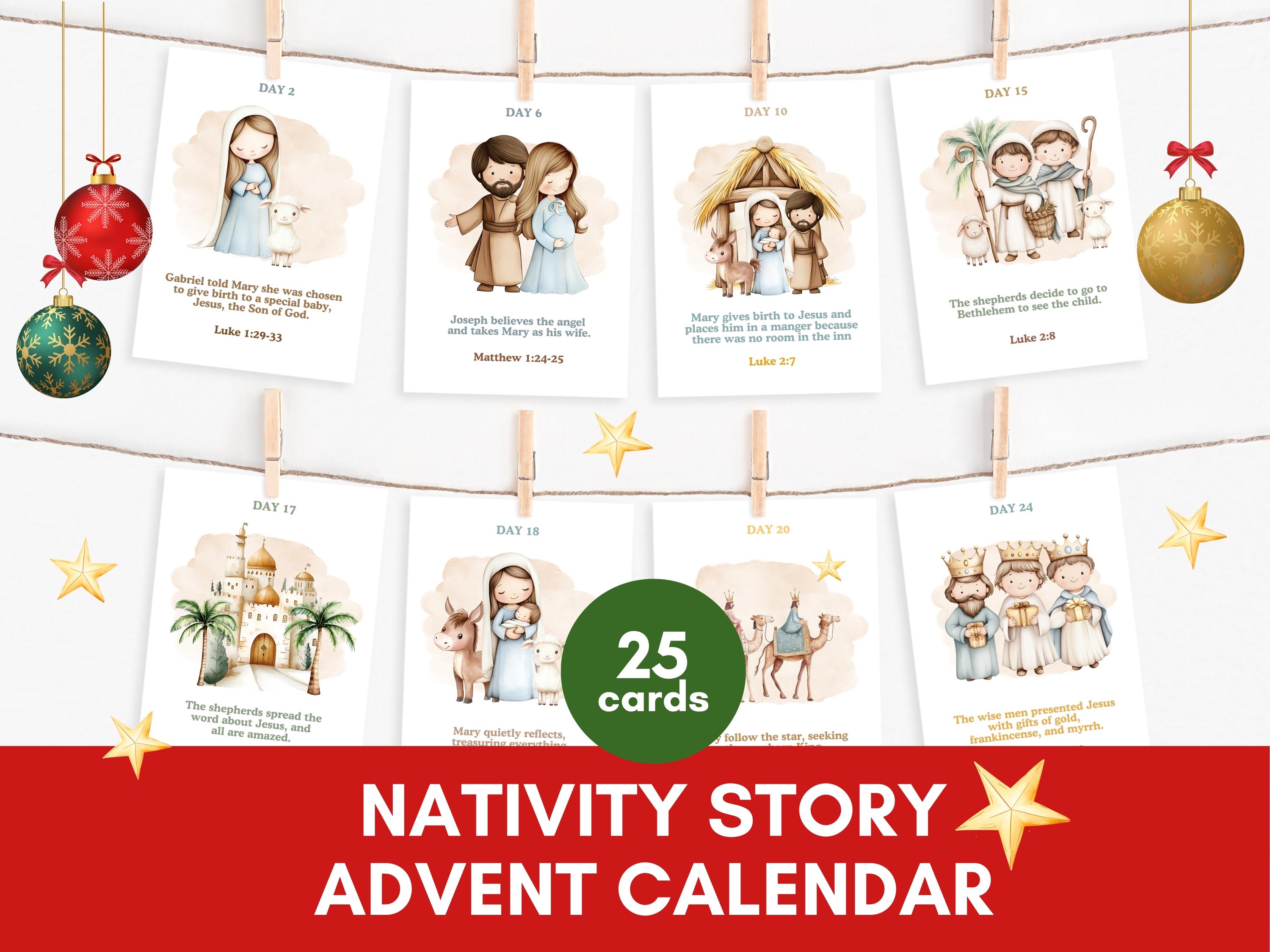 Nativity Story Advent Calendar for Kids | Bible Verse Christmas ...