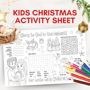 Printable Christmas Activity Placemat | Nativity Coloring Sheet for ...