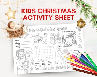 Nativity Christmas Activity Placemat | Christmas Coloring Sheet ...