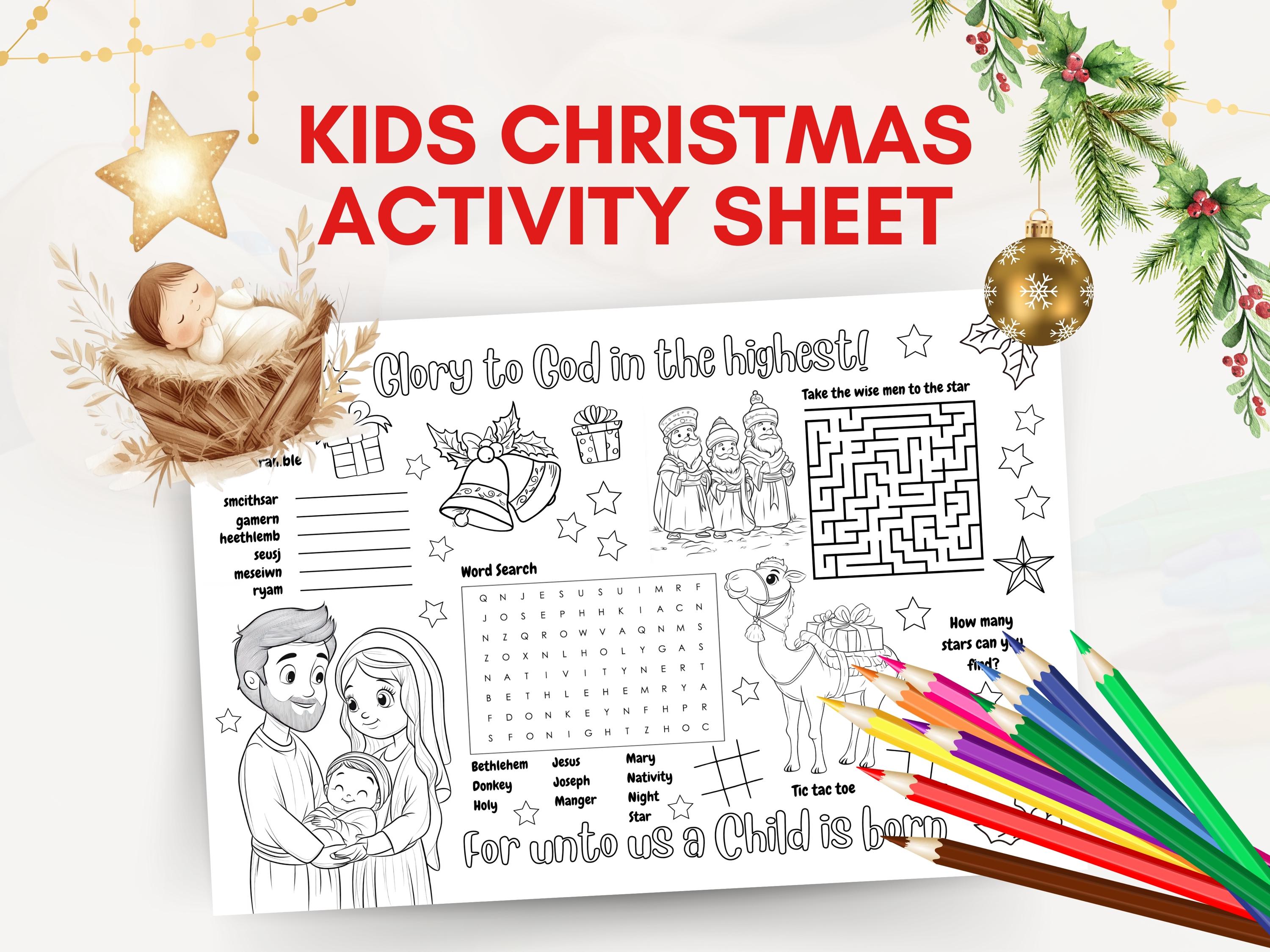 Printable Christmas Activity Placemat | Nativity Coloring Sheet for ...