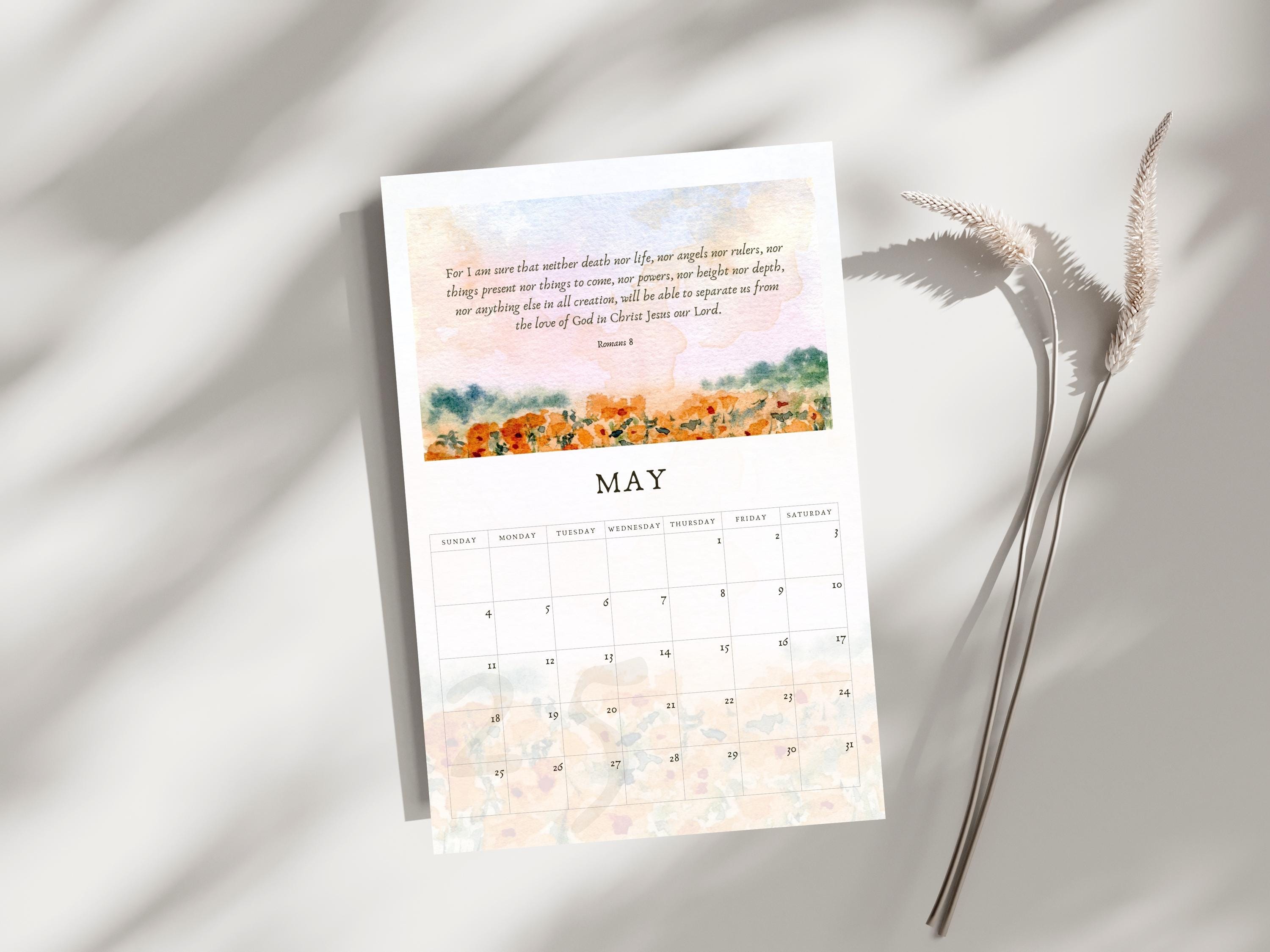Printable 2025 Scripture Wall Calendar | Christian Bible Verse Calendar ...