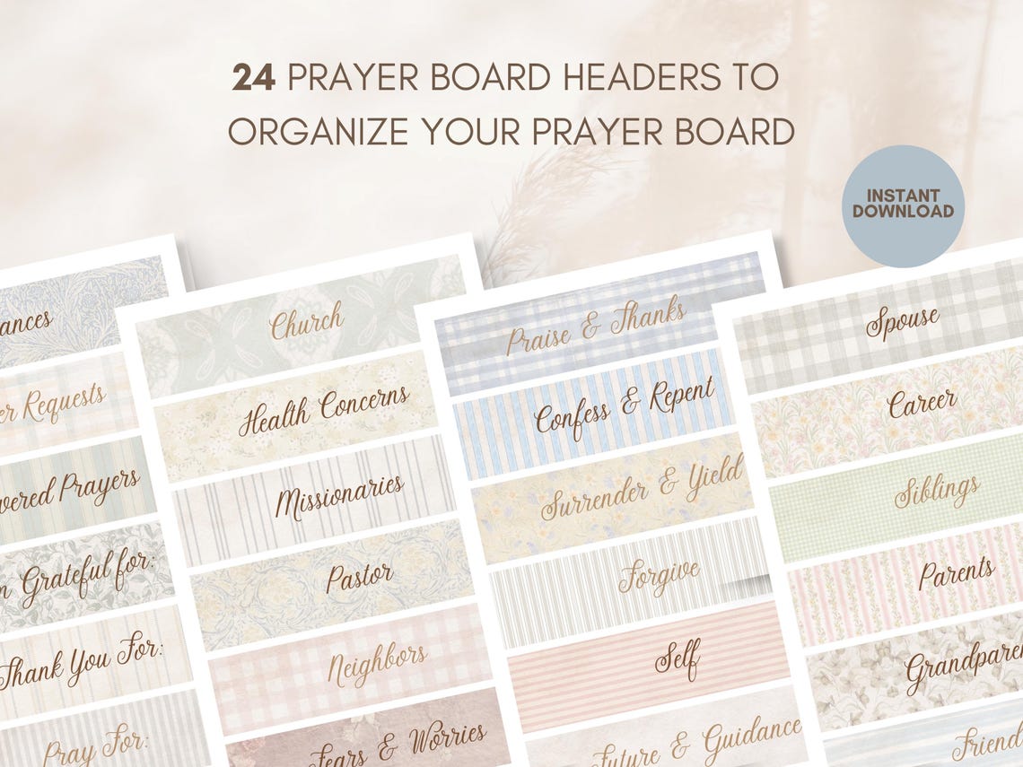 Printable Prayer Board Headers | Vintage Pastel Themed | Aesthetic ...