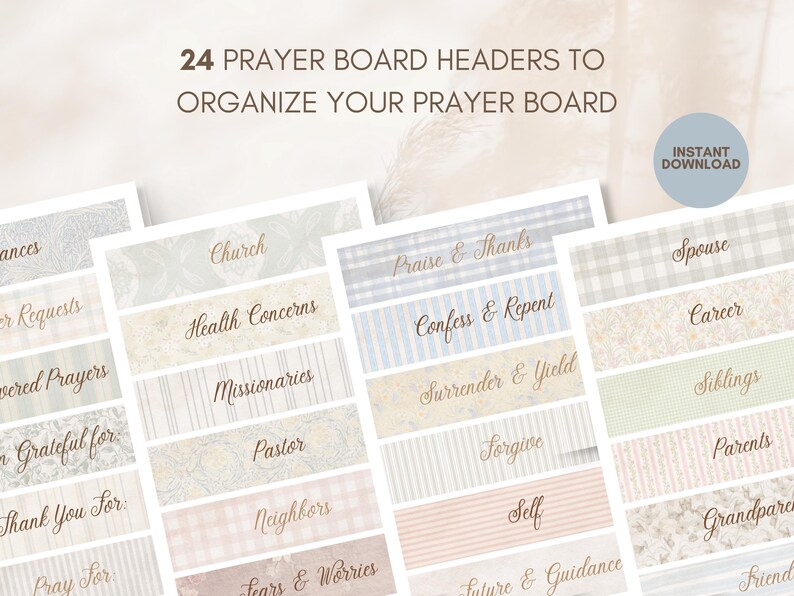 Printable Prayer Board Headers | Vintage Pastel Themed | Aesthetic ...
