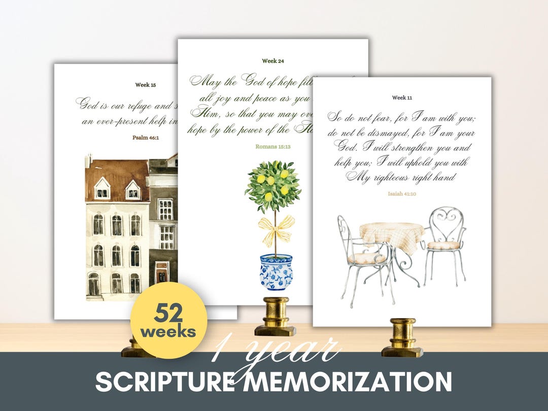 52 Bible Verse Memory Cards | Christian Printable Desk Calendar ...