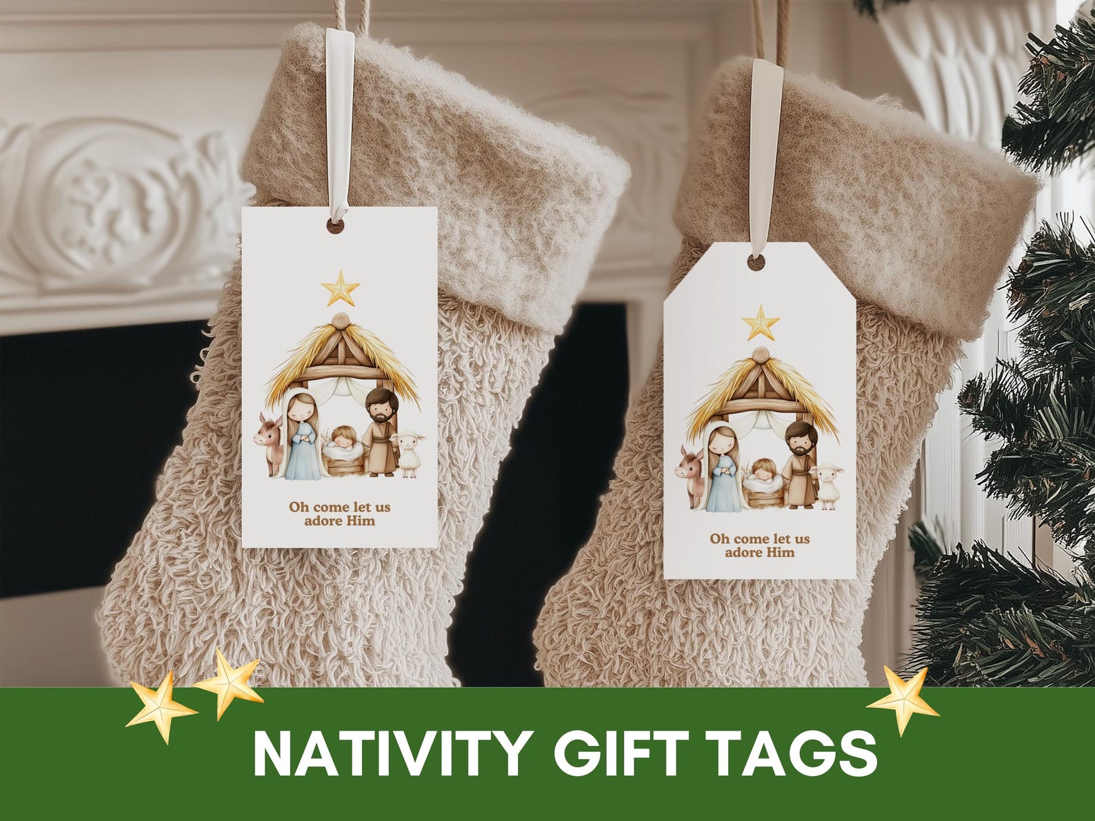 Nativity Scene Gift Tags for Kids | Christmas Present Label | Christian ...