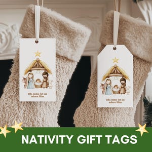 Nativity Scene Gift Tags for Kids | Christmas Present Label | Christian ...