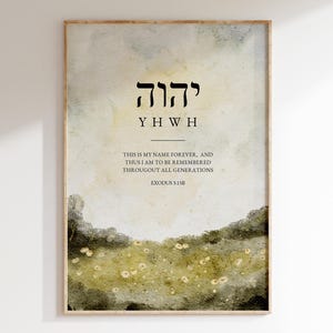 Hebrew JHWH - Exodus 3:15b Wall Art Print | Modern Jewish Watercolor ...