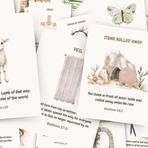24 Christian Easter Symbol Cards for Kids | Holy Week Bible Verse Study ...