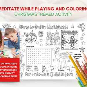 Printable Christmas Activity Placemat | Nativity Coloring Sheet for ...