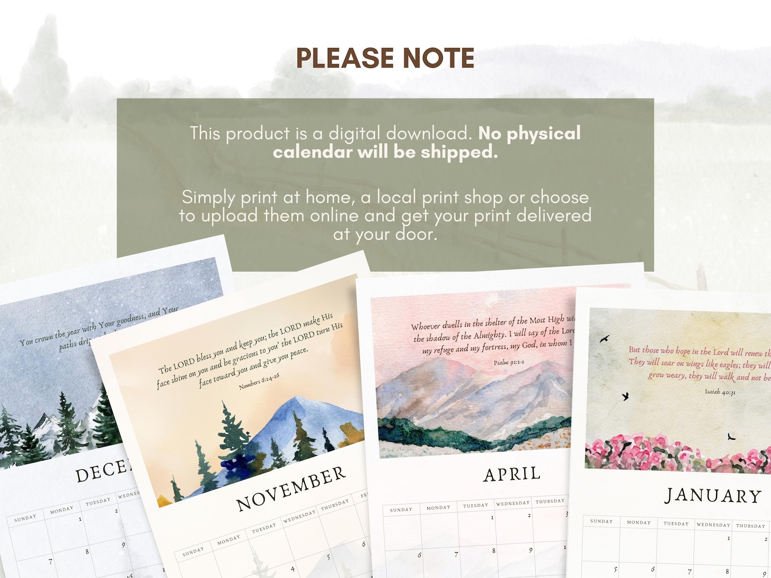 Printable 2025 Scripture Wall Calendar | Christian Bible Verse Calendar ...